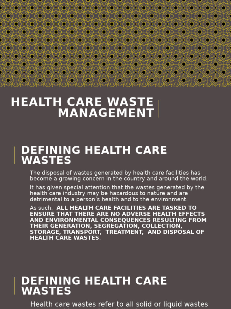 Health Care Waste Management | PDF | Waste | Waste Management