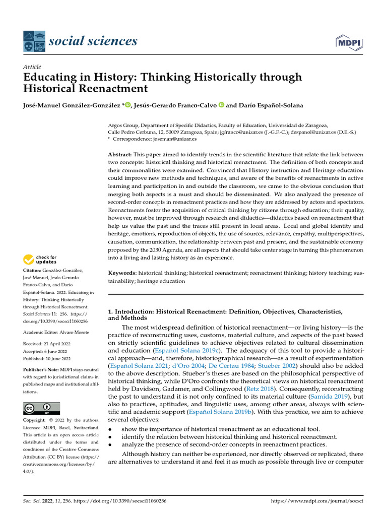 Educating in History Thinking Historical | PDF | Thought | Historical ...