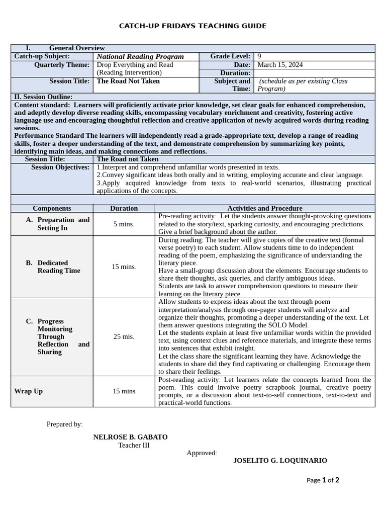Grade 9 Reading Intervention Guide | PDF | Reading Comprehension ...