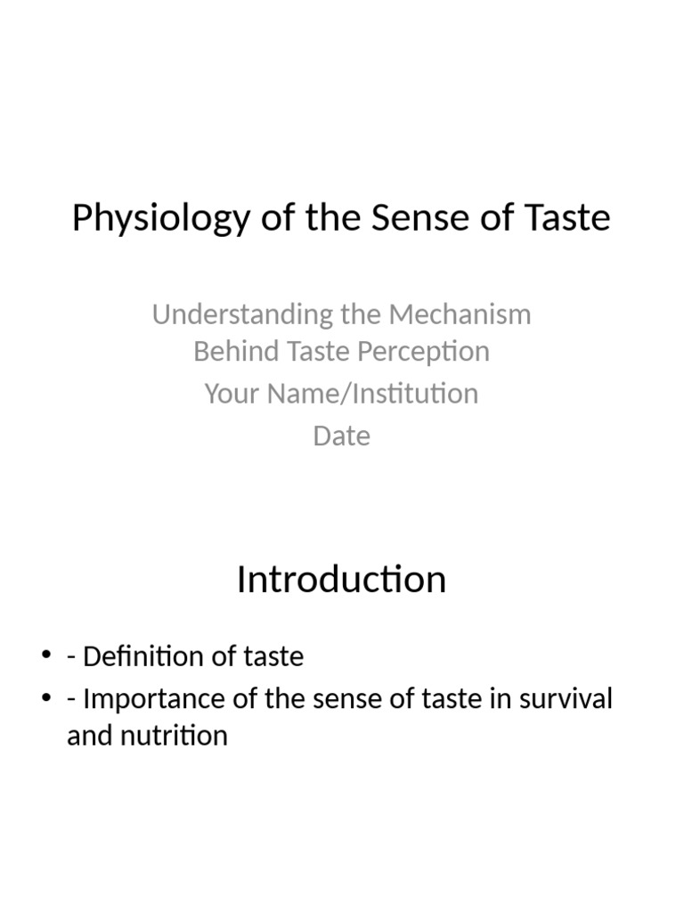 Physiology of Taste | PDF