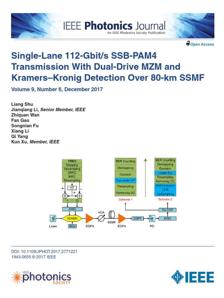 [5] Single-Lane 112-Gbits SSB-PAM4 Transmission With Dual-Drive MZM and Kramers–Kronig Detection ...