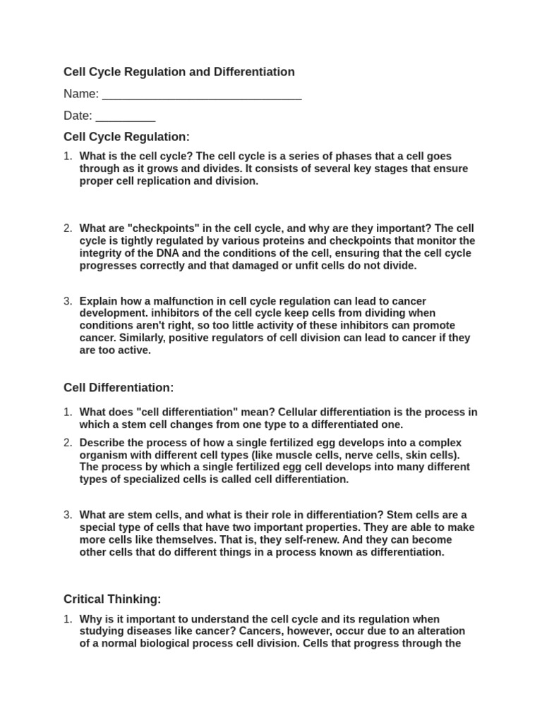 Cell+Cycle+Regulation.docx | PDF | Cell Cycle | Stem Cell