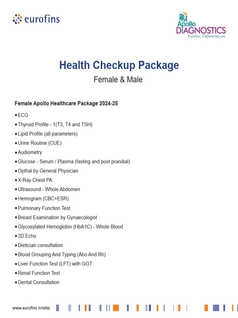 Annual Health Checkup Package | PDF