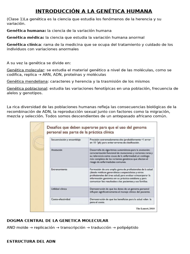 Introducción A La Genética Humana | PDF | Dominancia (Genética) | Alelo