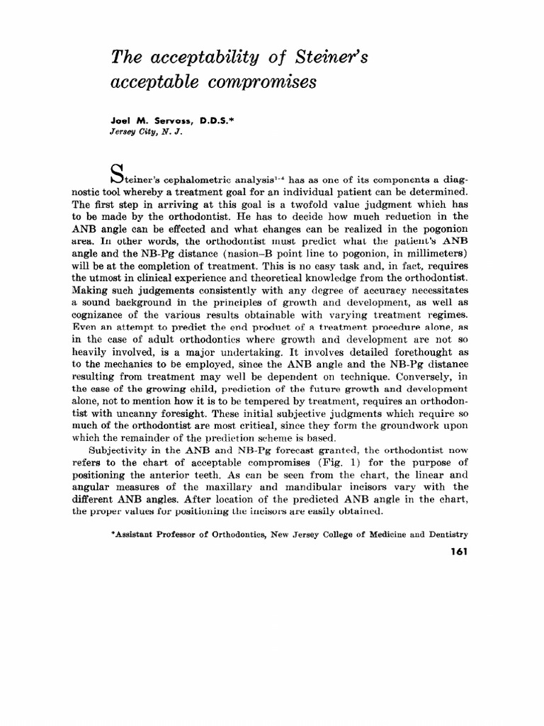 steiner compromise | PDF | Orthodontics | Dentistry Branches