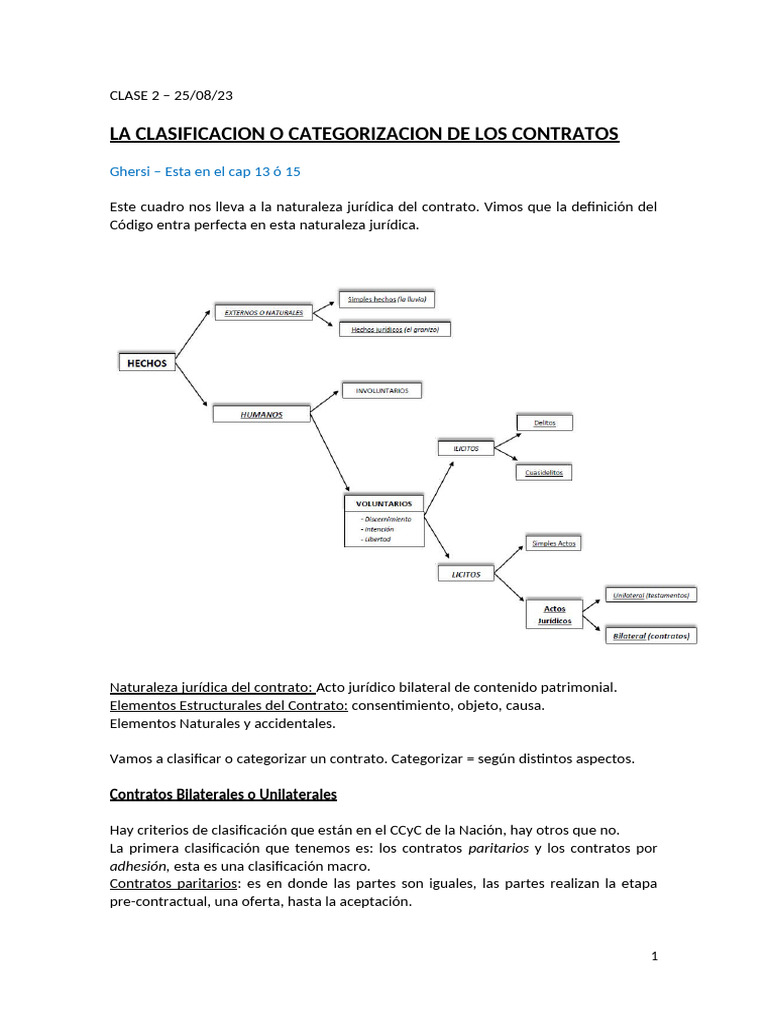 Clasificación de Contratos: Bilaterales y Unilaterales | PDF | Donación ...