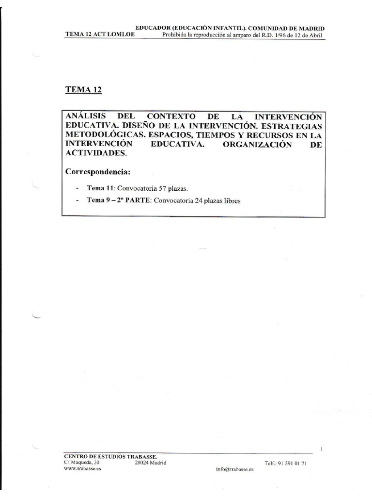 Tema 12 Análisis Del Contexto de La Intervención Educativa | PDF