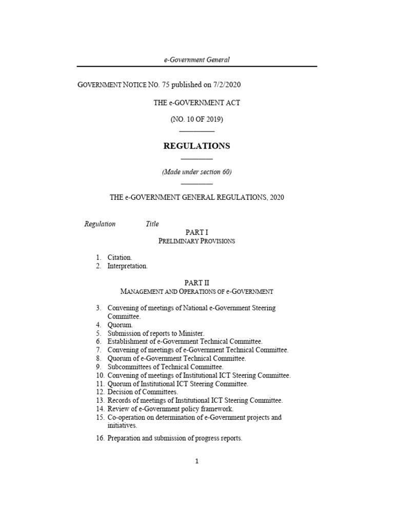 The E-Government General Regulations, 2020 | PDF | E Government | Committee