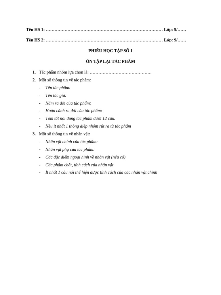 PHT - Ôn Tập Lại Tác Phẩm | PDF