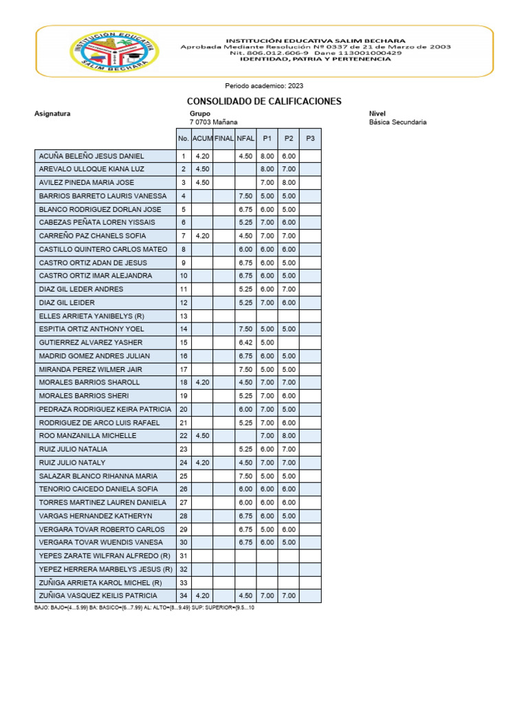 Consolidadoasignatura 703 | PDF