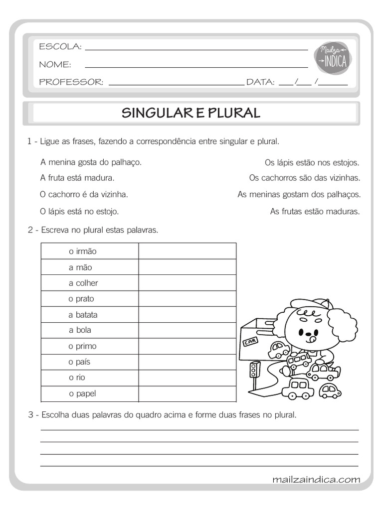13 SINGULAR E PLURAL FUNDAMENTAL PORTUGUES 3 ANO | PDF