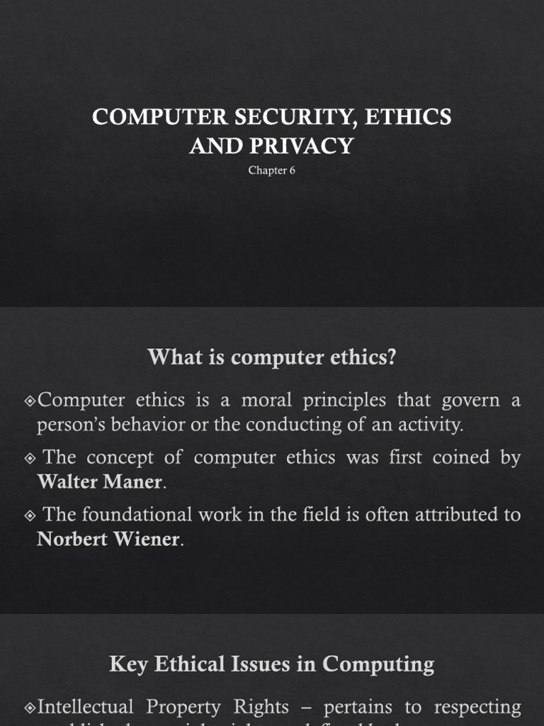 Chapter 6 Computer Security Ethics and Privacy | PDF | Computer Virus ...