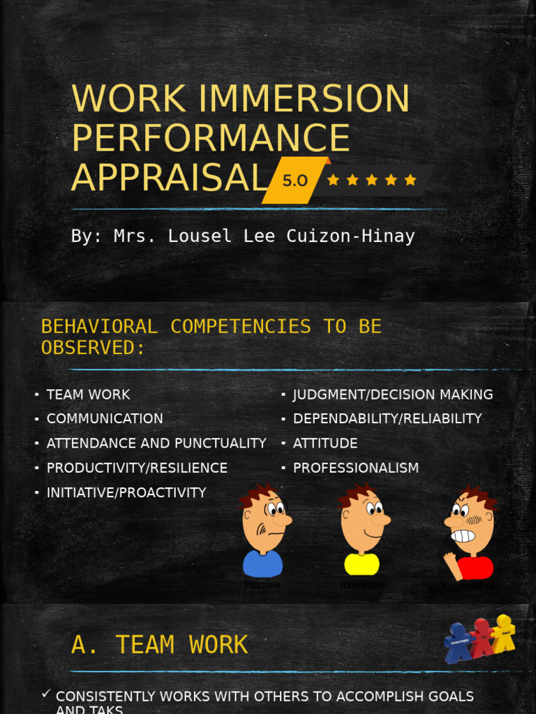 Work Immersion Performance Appraisal | PDF | Performance Appraisal | Behavioural Sciences