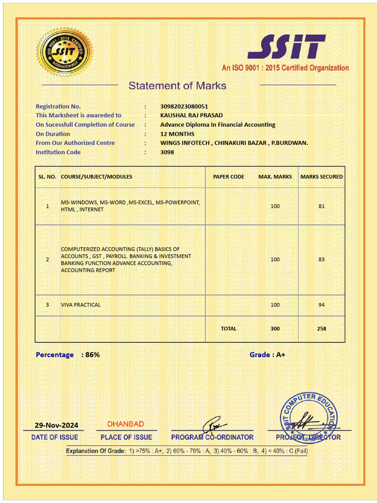 Marksheet Print | PDF