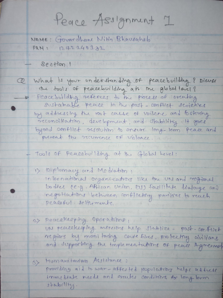 Peace Assignment 1 | PDF