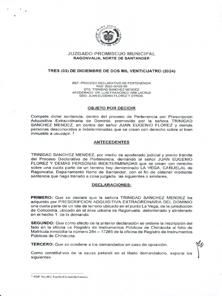 34Sentencia (1) | PDF | Posesión (Ley) | Posesión adversa