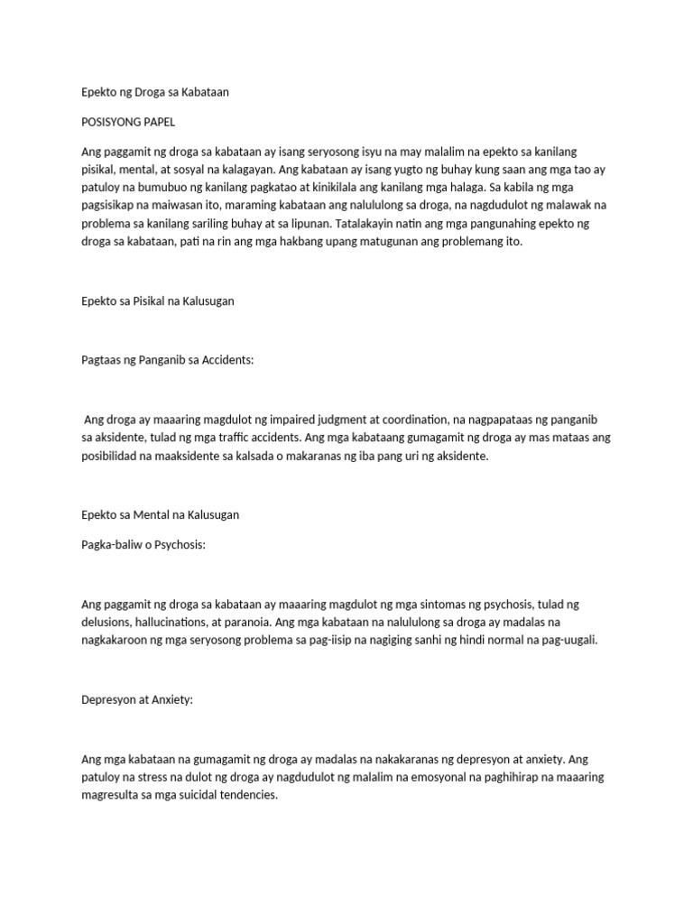 Epekto NG Droga-WPS Office | PDF