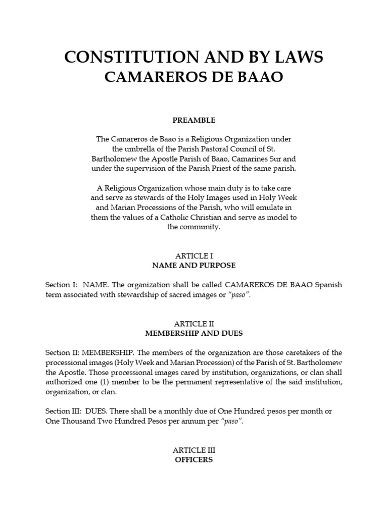 Constitution and by Laws - Camareros | PDF | Committee | Quorum