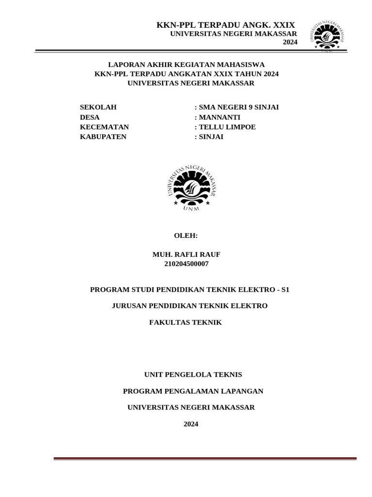 Laporan KKN-PPL 2024 UNM di Sinjai | PDF