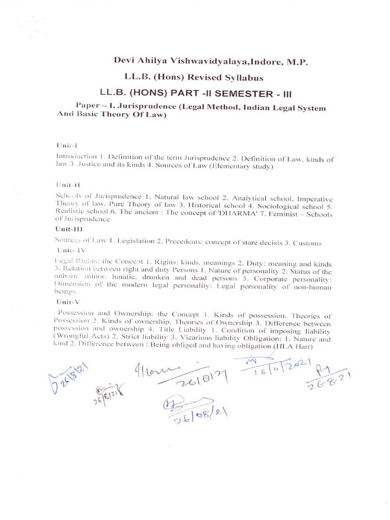 Revised LL.B. Hons. Sem. III 2021 22 | PDF
