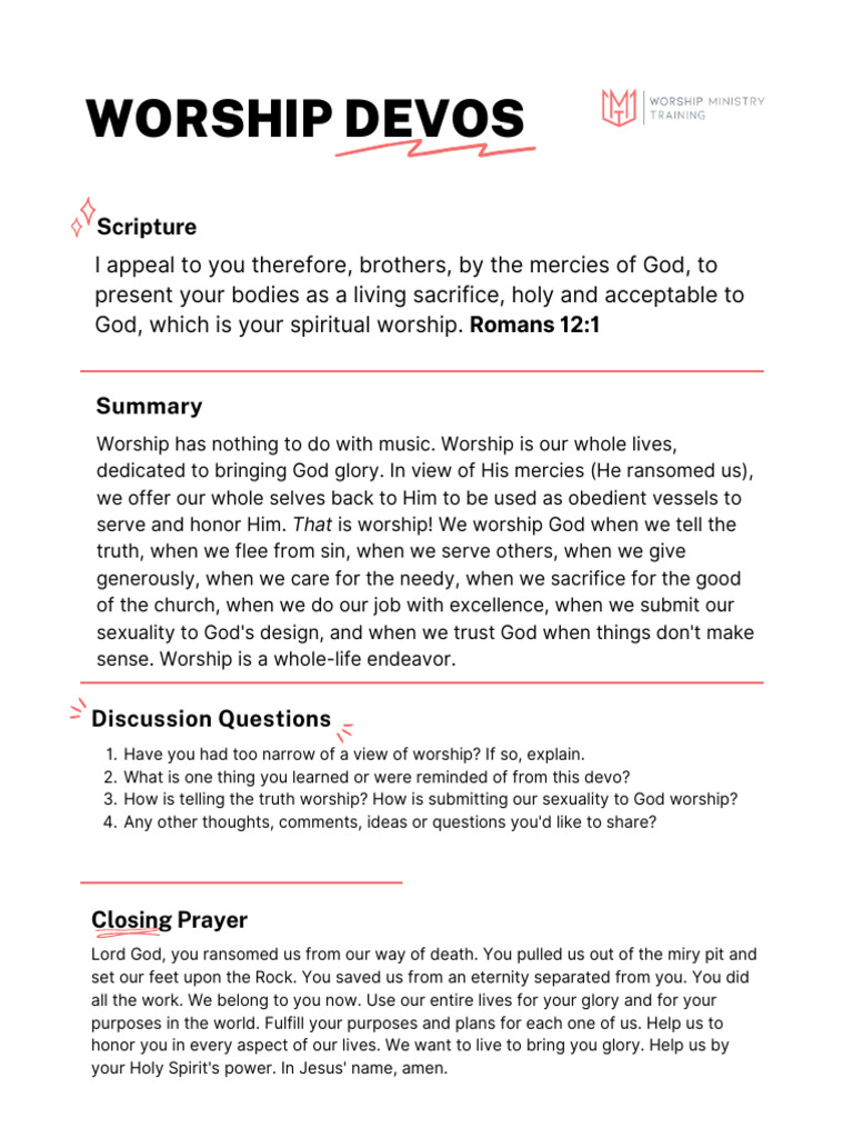 Week 4 - Worship Team Devos | PDF
