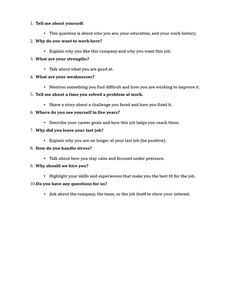Essential Job Interview Questions Guide | PDF