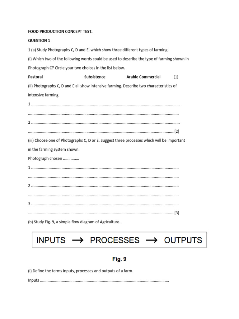 Food Production Concept Test | PDF | Agriculture | Food Industry