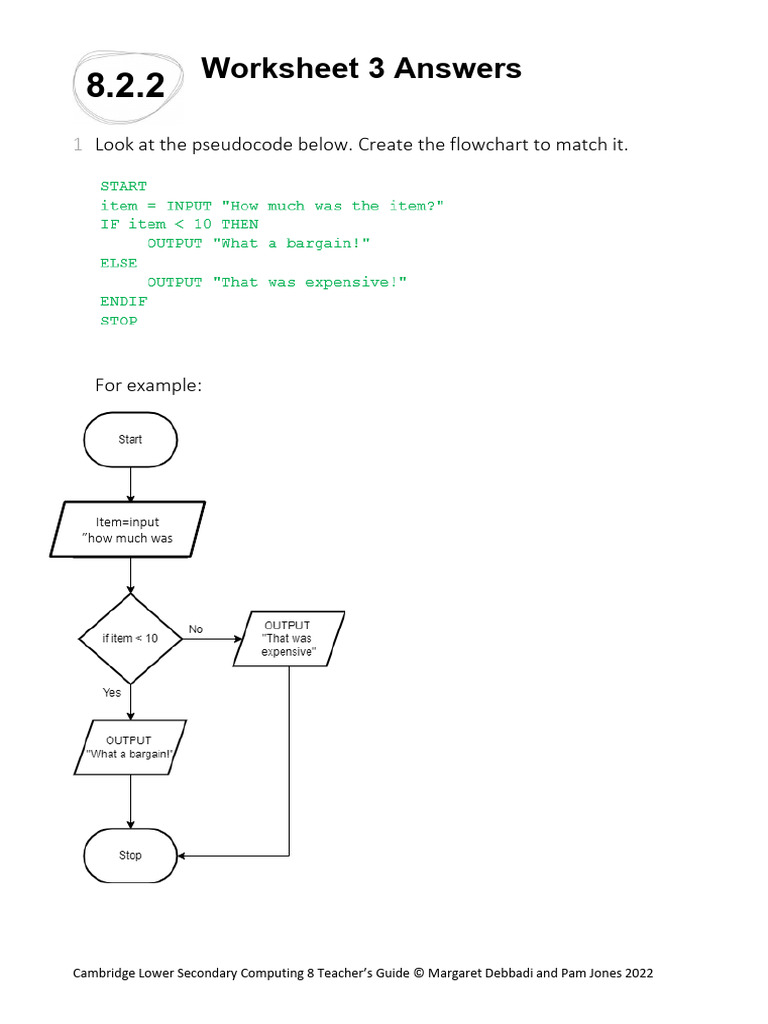 Worksheet 3 Answers: Look at The Pseudocode Below. Create The Flowchart To Match It | PDF