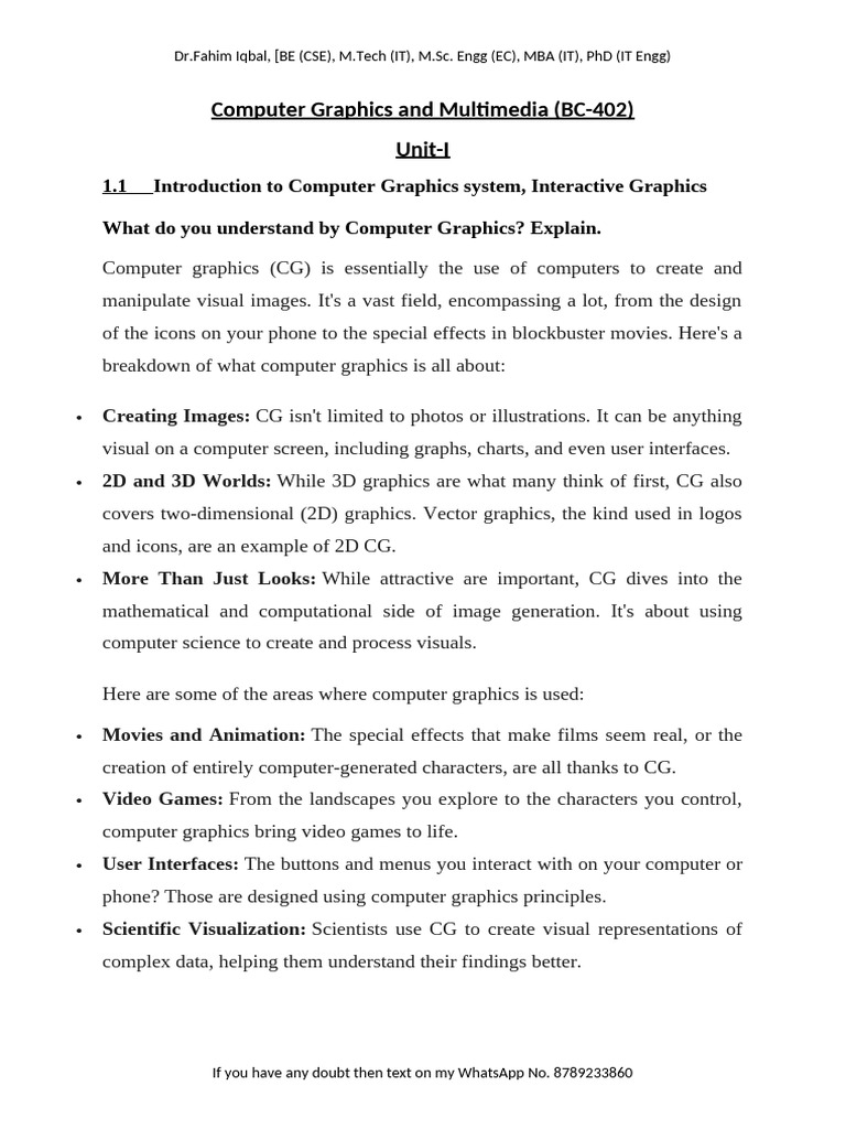 CGM Unit1 | PDF | Graphics | Computer Graphics