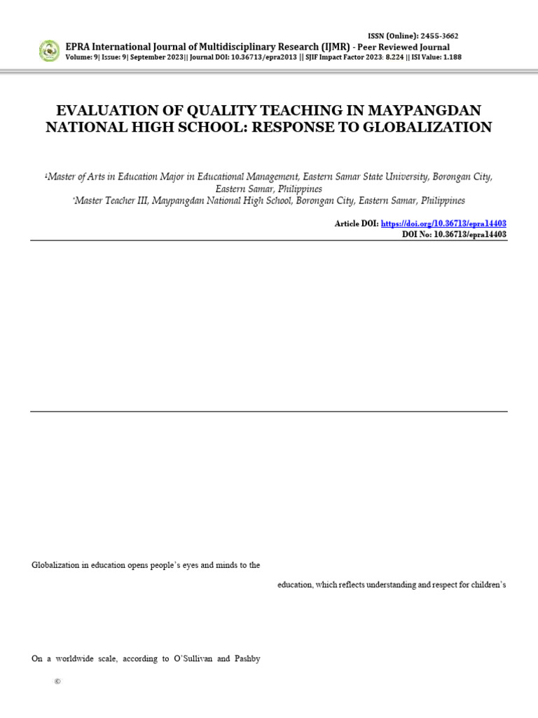 Epra Journal | PDF | Teachers | Curriculum