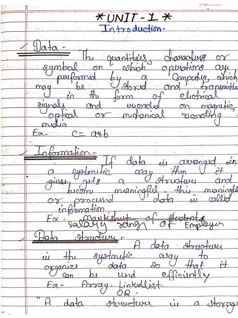 Data Structure Unit 1 Complete 2nd year | PDF