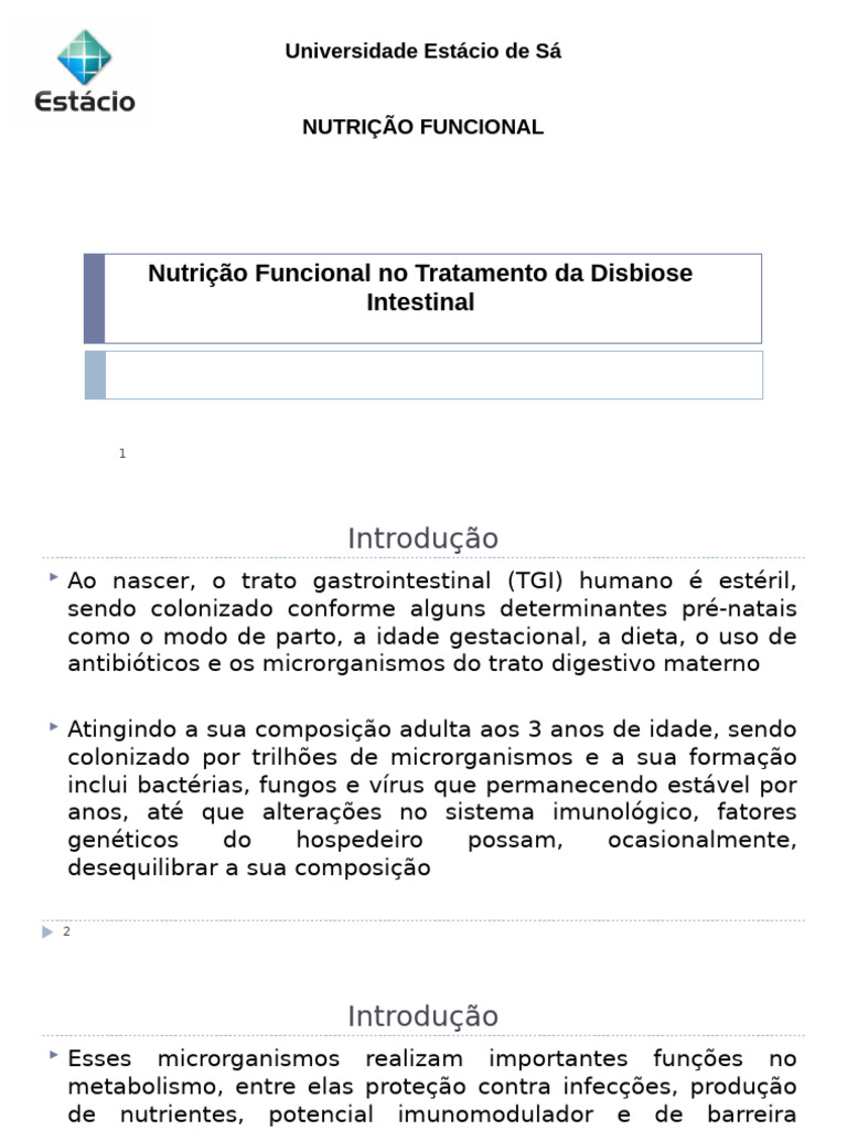 AULA 7 - Disbiose Intestinal-2024 | PDF | Probiótico | Microrganismo