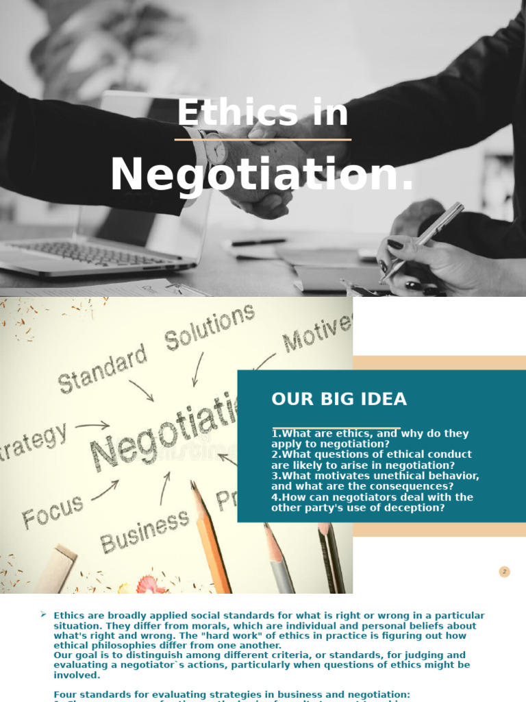 Ethics in Negotiation | PDF | Deception | Negotiation