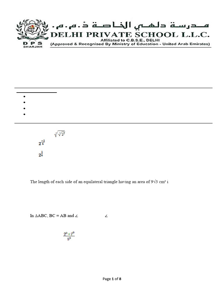 Hy GR9 Mathqp Set2 - 4415 | PDF | Area | Rational Number