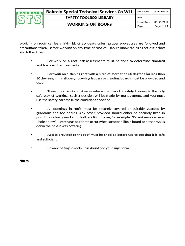 Roof Safety Procedures and Guidelines | PDF