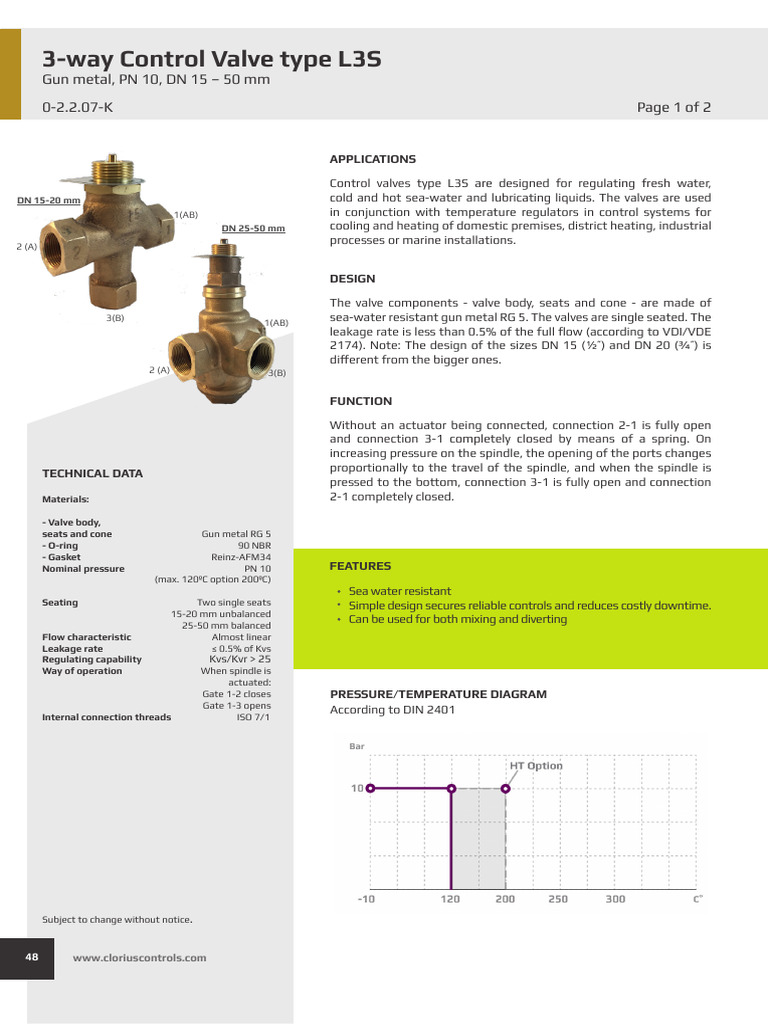 Válvula Clorius 0-2207-k-l3s | PDF | Valve | Gas Technologies
