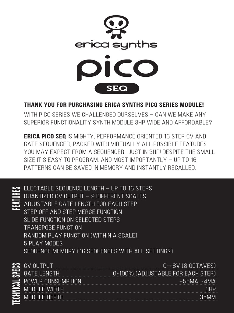 Pico SEQ Erica Synths | PDF | Mode (Music) | Scale (Music)