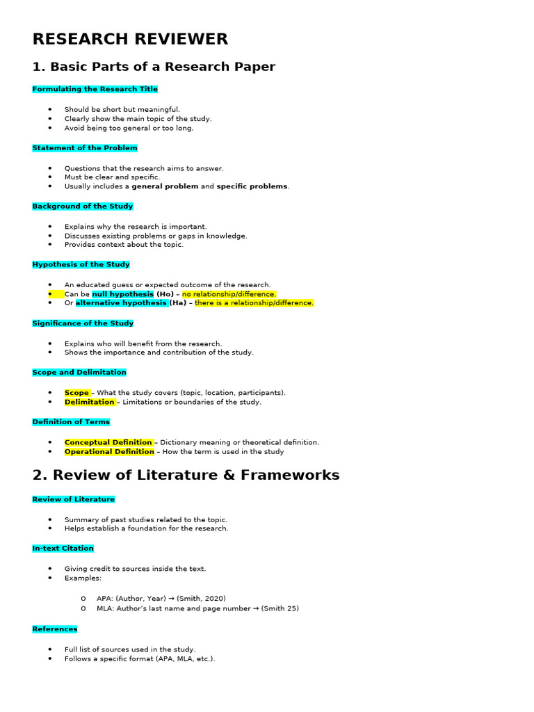 RESEARCH REVIEWER. | PDF | Statistics | Methodology
