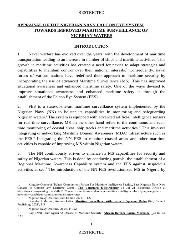 Falcon Eye System: Enhancing Nigerian Navy Surveillance | PDF ...
