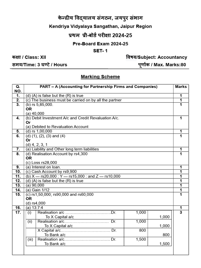 XII-Accountancy SET 1 MS | PDF | Expense | Revenue