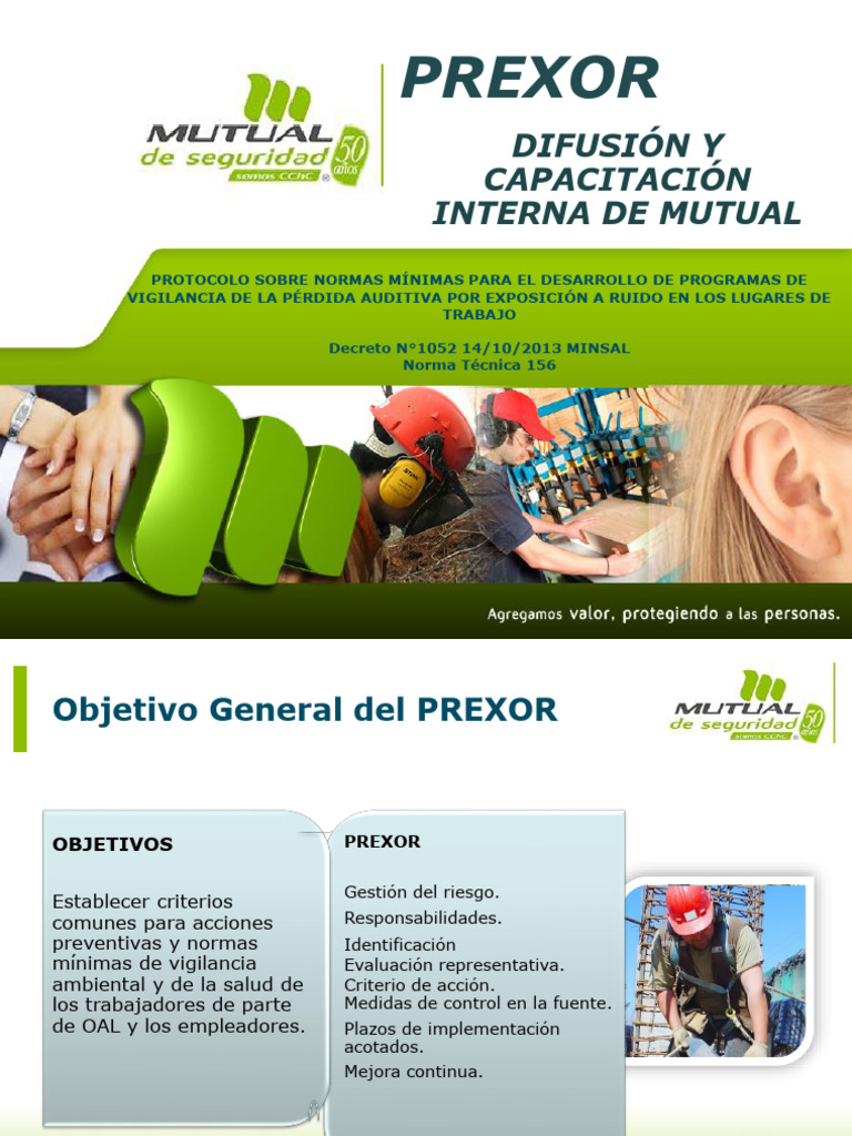 Presentacion - Difusion y Sensibilizacion Interna de PREXOR-Mutual de Seguridad C.CH.C | PDF | ruido