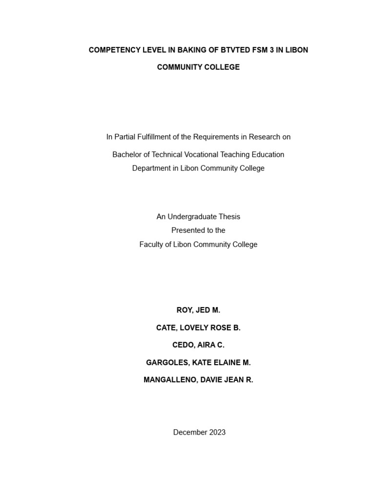 Table of Contents Final | PDF | Thesis | Cakes