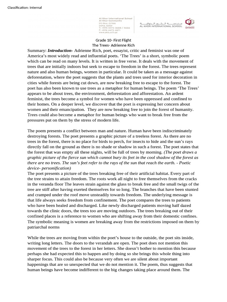 Grade 10 The Trees - Summary | PDF | Trees | Forests