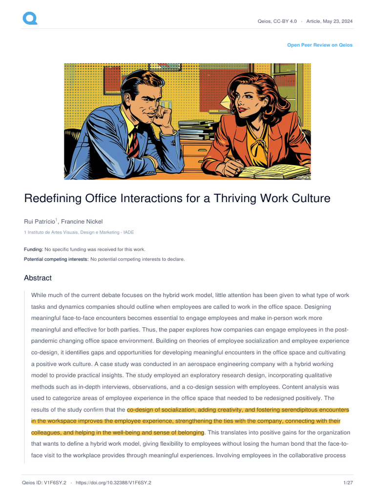 DONE. 2024. Patrício. Redefining Office Interactions For A Thriving Work Culture | PDF ...