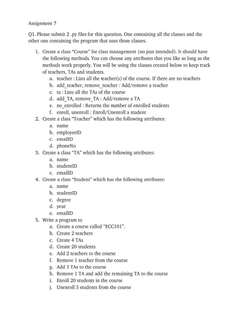 Assignment7 Classes | PDF