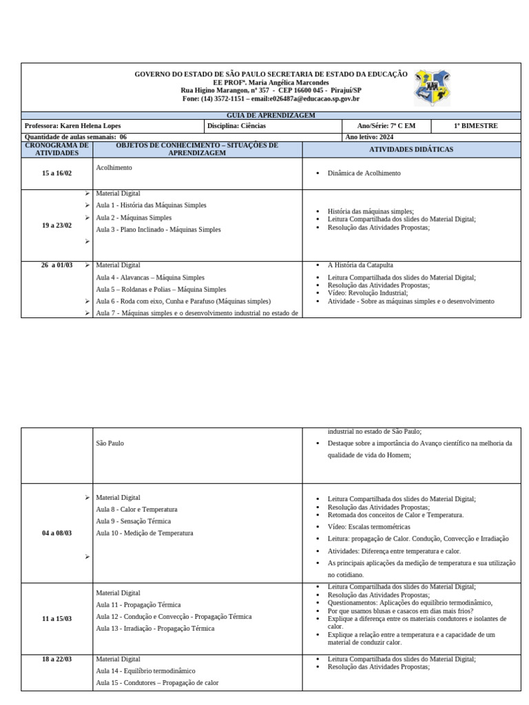 Guia de Aprendizagem - 7C - Ciências | PDF | Transferência de calor | Calor