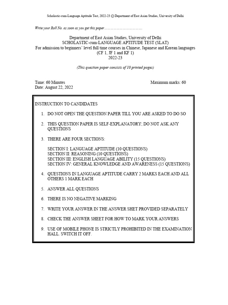 slat 1 | PDF | Linguistics