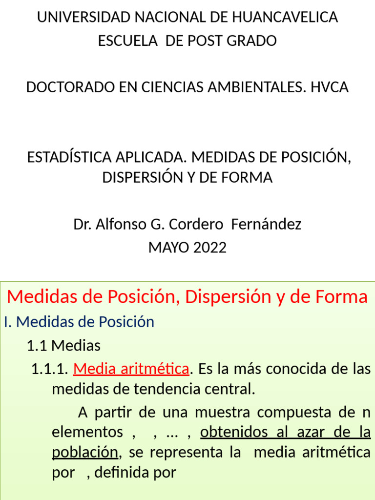 2.MEDIDAS POSIC.Y FORMA. Dctr. C. Ambb (Repaired) | PDF | Oblicuidad | Media
