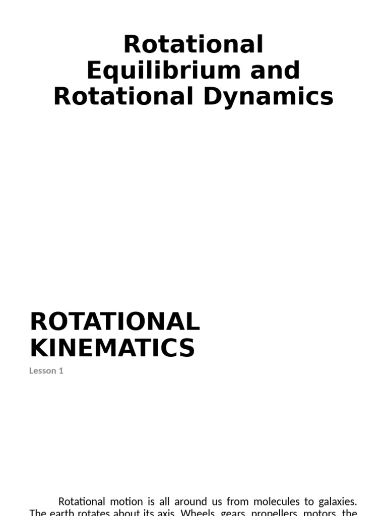 Rotational Equilibrium and Rotational Dynamics | PDF | Rotation Around A Fixed Axis | Kinematics