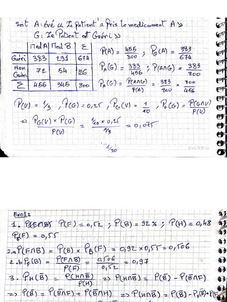 Correction (TD+Archive) Probabilités | PDF